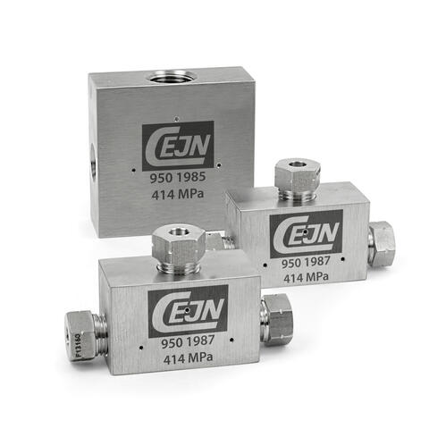 Bloc de raccordement CEJN en inox 316L, 3 voies en T 1/4'' pour tube, 4140 bar