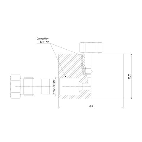 Bloc de raccordement CEJN en inox 316L, 2 voies coudées 3/8'' Gaz, 1380 bar